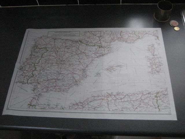 WW2 RAF ESCAPE map Spain, Gibraltar Straits, North Africa, Bomber ...