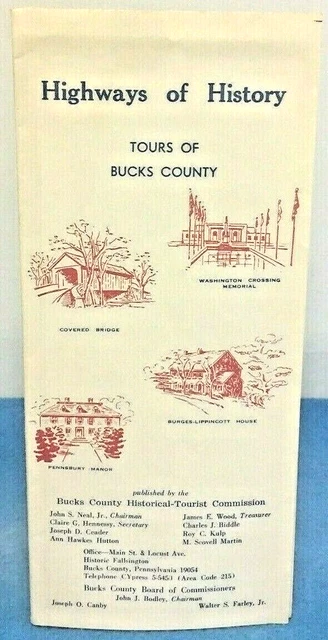 VINTAGE HIGHWAYS HISTORY Bucks County Pennsylvania Map Travel Brochure 1960s £8.99 - PicClick UK
