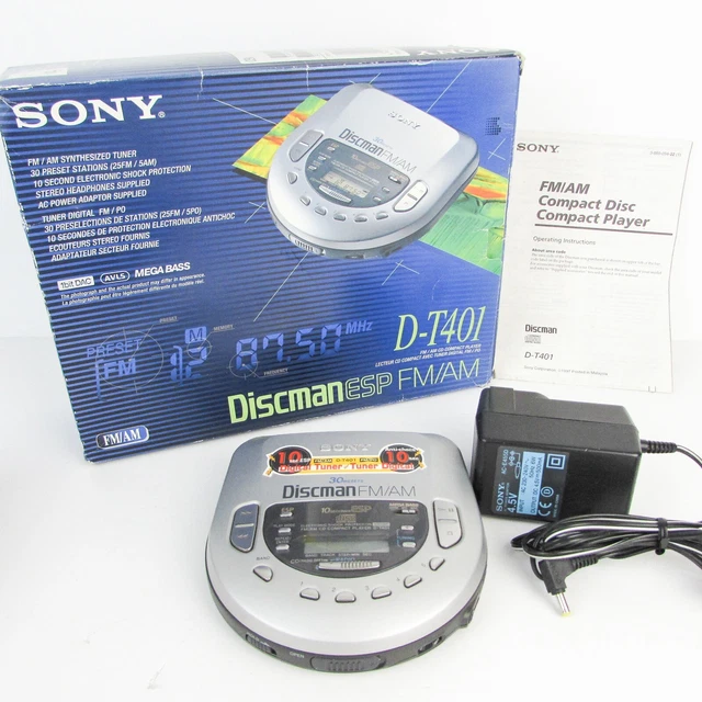SONY DISCMAN D-T40 Portable CD Player FM Radio Boxed Vintage Retro £48. ...
