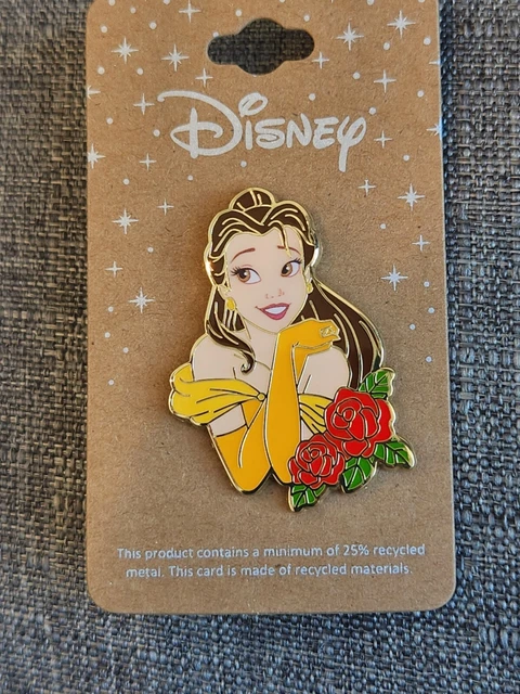 DISNEY PRINCESS BEAUTY and the Beast Belle Rose Pin NEW On Card Yellow ...