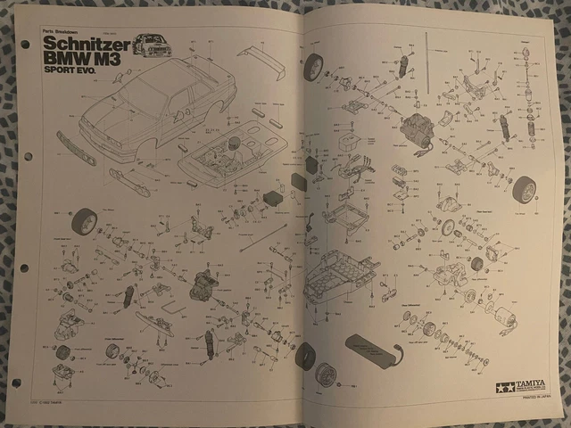 TAMIYA ORIGINAL EXPLODED Diagram Parts Guide Schnitzer BMW M3 Sport Evo ...