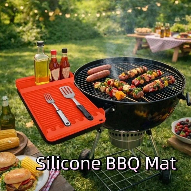 HEAT-RESISTANT SILICONE BBQ Mat Non-Stick BBQ Grill Mats Camping ...