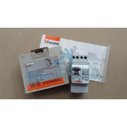 BTICINO DIFFÉRENTIEL PUR 4H AC 2P 40A 30MA 0,03A G723h/40ac Disjoncteur EUR 76,82 - PicClick FR