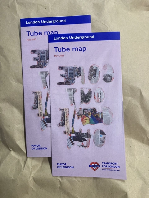 2 X London Underground Tube Map May 2023 - Current Edition TFL ...