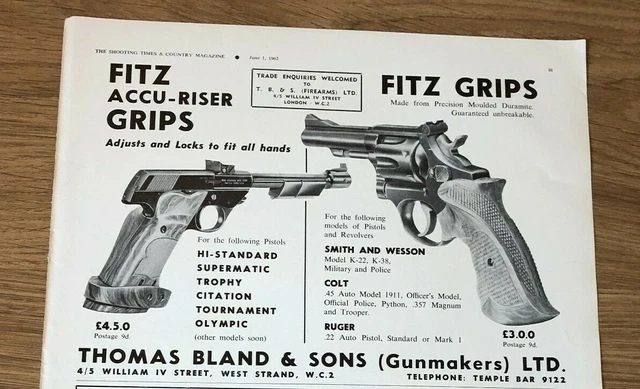 (STGUN101) ADVERT5X8& THOMAS Bland & Sons Ltd. Fitz Accu-Riser Grips ...