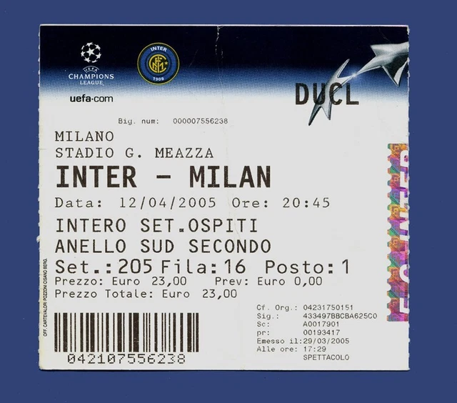 2004/05 --- INTER Milano - AC Milan --- Champions League -- Biglietto ...
