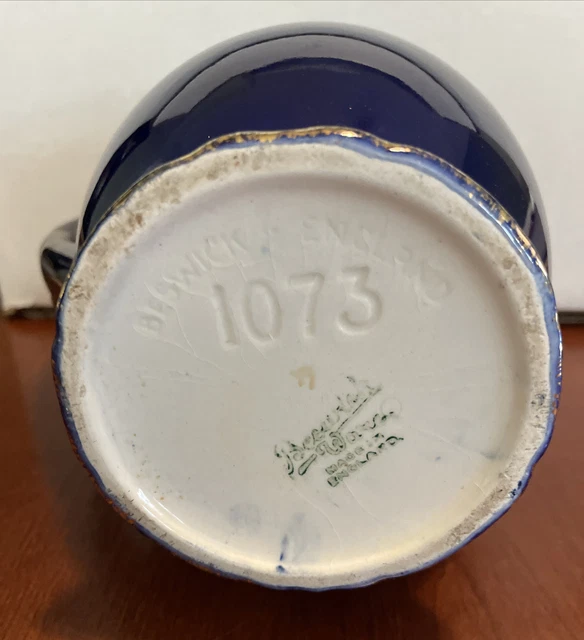 VINTAGE BRIGHT BLUE Beswick Pottery Palm Tree Pitcher Jug w Gold ...