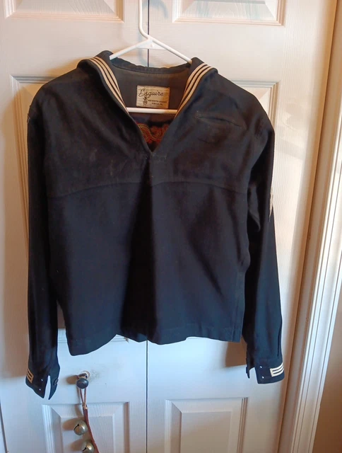 VINTAGE USS ALCOR WWII US Navy Wool Cracker Jack Sailor Embroidered ...