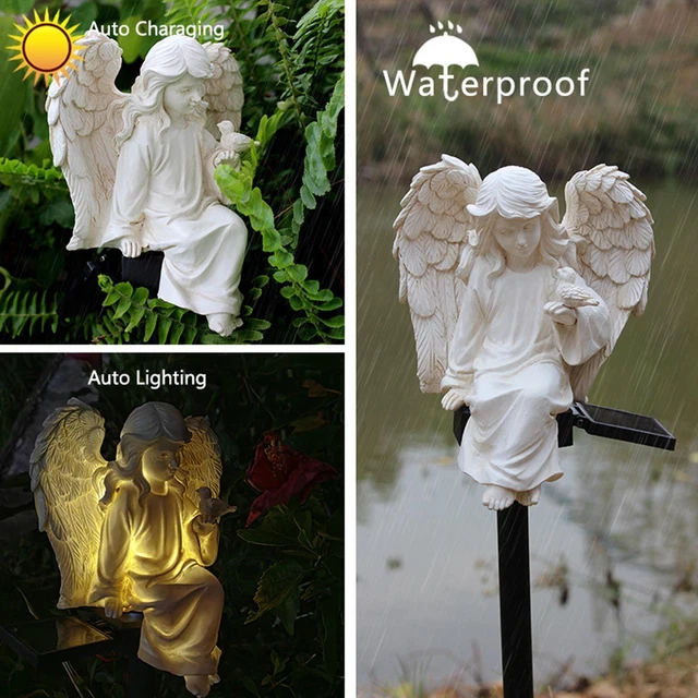 STATUE DE JARDIN solaire, Figurine d'ange avec piquet, ornement pour EUR 22,98 - PicClick FR