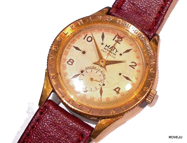 MATY-ANCIENNE MONTRE MECANIQUE Calendographe-Vintage Winding Pointer ...