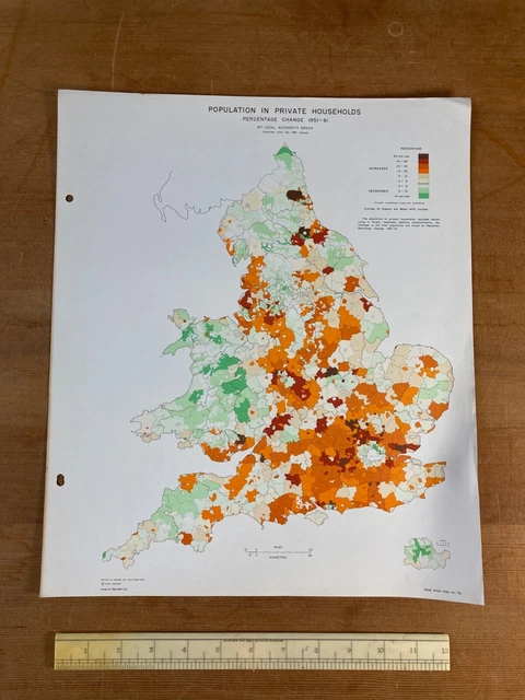 VINTAGE MAP , 1961 Census , Population in Private Households £25.00 ...
