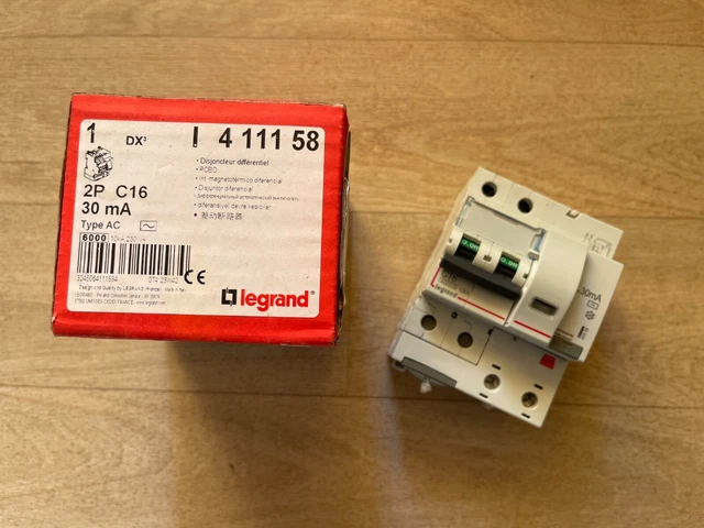 DISJONCTEUR DIFFÉRENTIEL MONOBLOC Legrand 411158 2P 230V 16A type AC 30mA EUR 60,00 - PicClick FR
