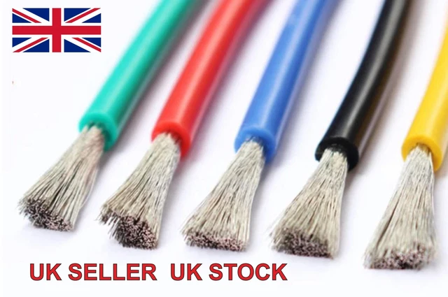 FLEXIBLE SOFT SILICONE Wire Cable 4 AWG to 22 AWG Many Colours UK Stock ...