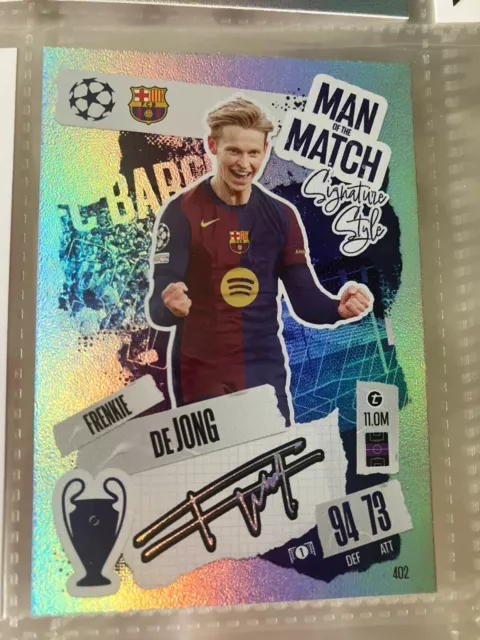 TOPPS MATCH ATTAX 2024/2025 Signed Frenkie De Jong Man of the Match ...