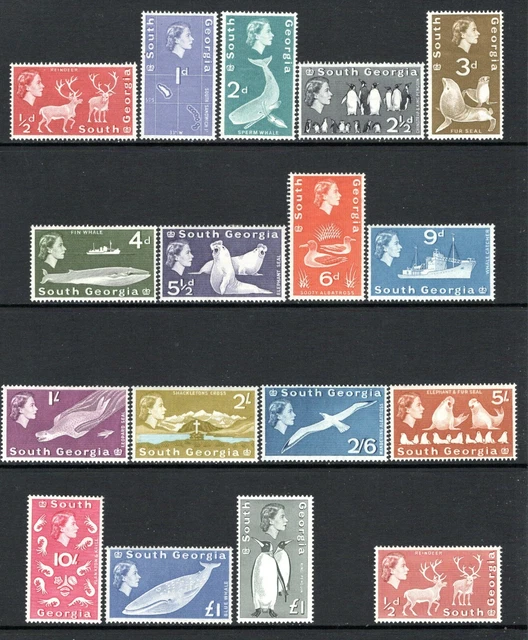 FALKLAND ISLANDS DEP (Georgia del Sud) QE2 1963-70 Set SG1-17 M/nuovo ...