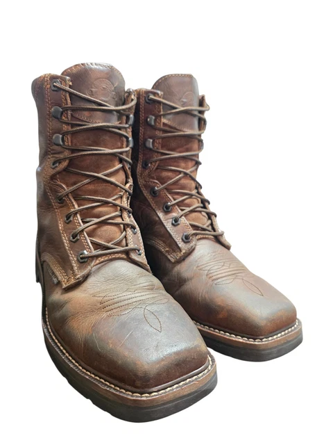 JUSTIN WK682 STEEL Toe Work Boots Men’s 9.5 EE Brown Leather ASTM EH ...