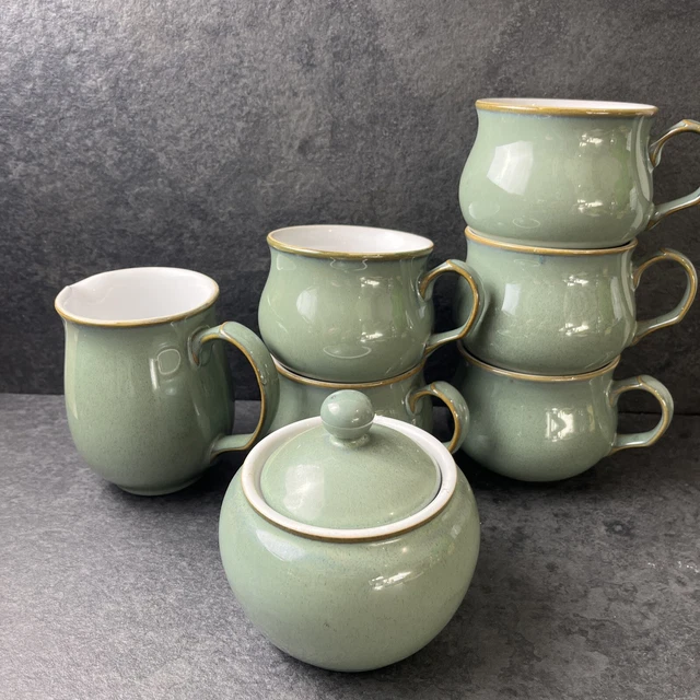 DENBY REGENCY GREEN Cup Gold Rim Mug Tea Coffee Vintage FAST&FREE P&P £ ...