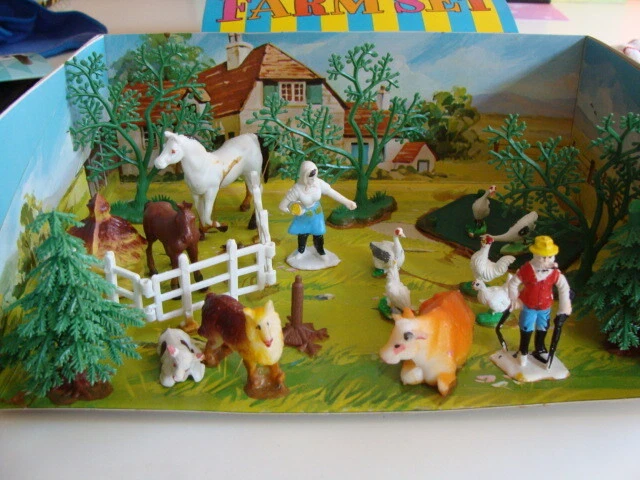 VINTAGE SPIELZEUG AUS den 1960-70er Educational Toy Farm Set Made in ...