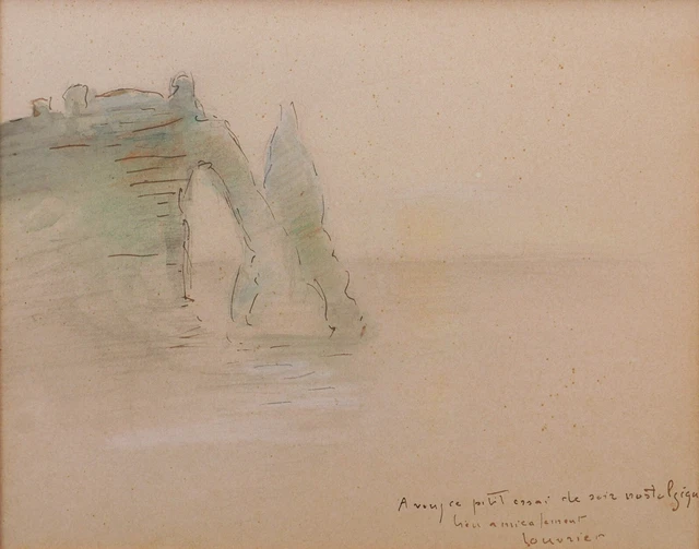 MAURICE LOUVRIER DESSIN aquarelle tableau paysage Normandie Etretat ... MAURICE LOUVRIER DESSIN aquarelle tableau paysage Normandie Etretat ...