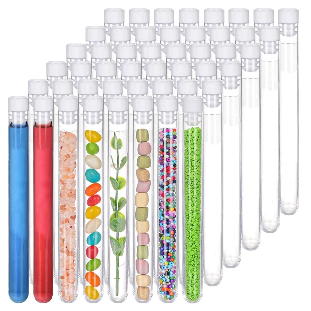 SUPERLELE 48 PACK Plastic Test Tubes with Caps, 16x150mm(25ml) Plastic ...