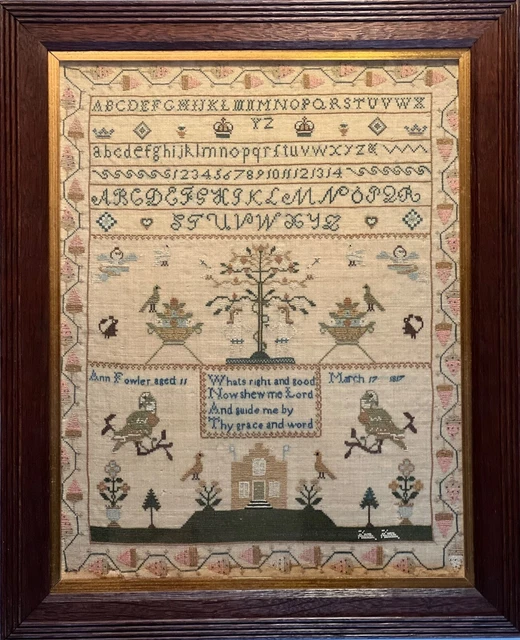 GORGOUS GEORGIAN ANTIQUE Sampler. Antique House Sampler. Tree of Life ...