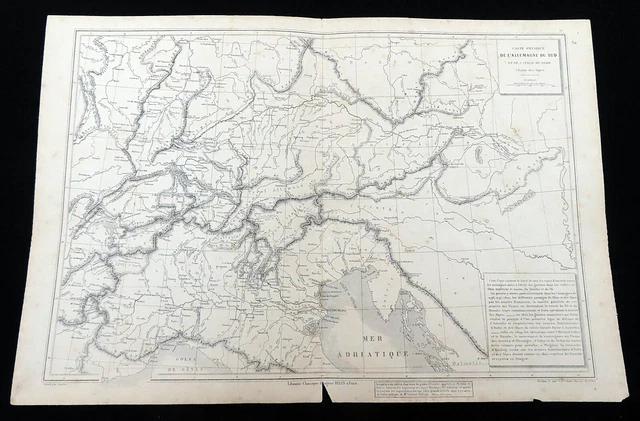 ANTIQUE MAP OF Southern Germany The German Alps Alpine Region FRENCH ...
