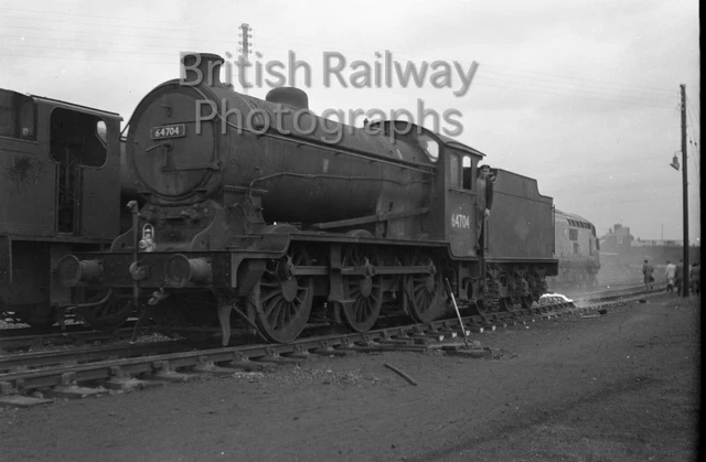 LARGER NEGATIVE BR British Railways Steam Loco 64704 J39 Darlington MPD ...