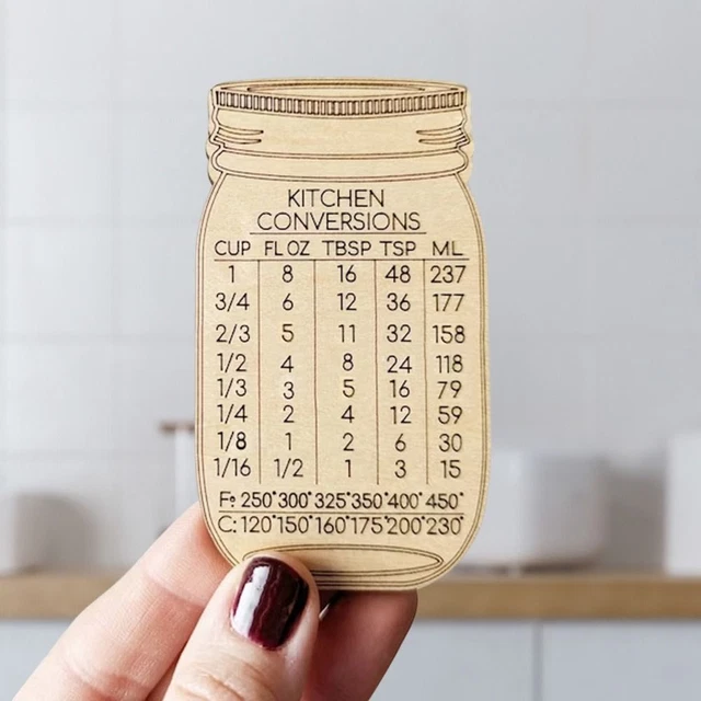 GUIDE KITCHEN CONVERSION Chart Wooden Craft Conversion Table Decorative ...