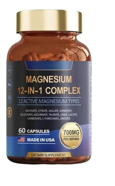 MAGNESIUM 12-IN-1 COMPLEX - Glycinate, Citrate, Supports Sleep, Muscles ...