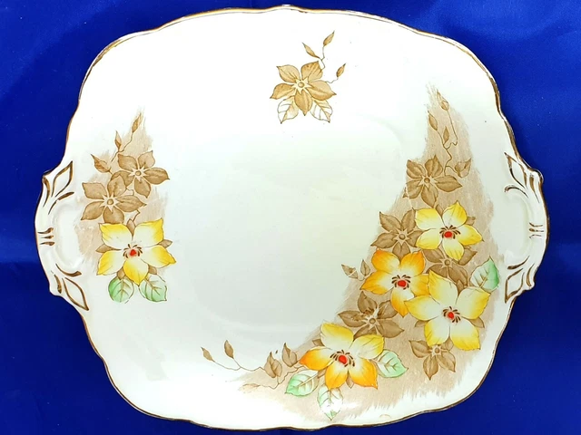 ART DECO 1930'S Royal Stafford Tab Eared Bone China Floral Cake ...