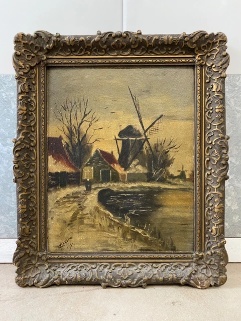 🔥ANTIQUE DUTCH OLD Master Impressionist Landscape Oil Painting, Verveen ...