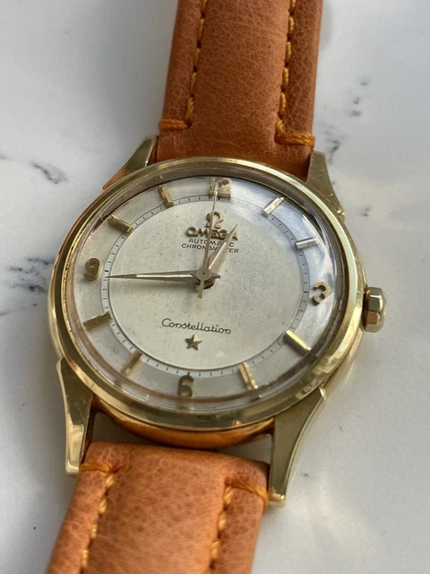 OMEGA CONSTELLATION RARE Rail Track/Explorer Dial Solid 18K Gold 1950s ...
