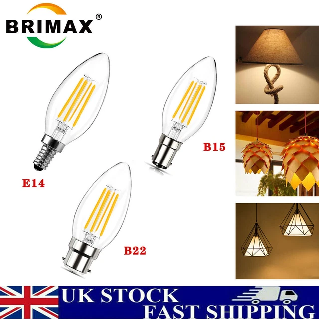 B15 E14 LED Filament Candle Bulb 4W Small Bayonet Screw Cap Light Bulb ...