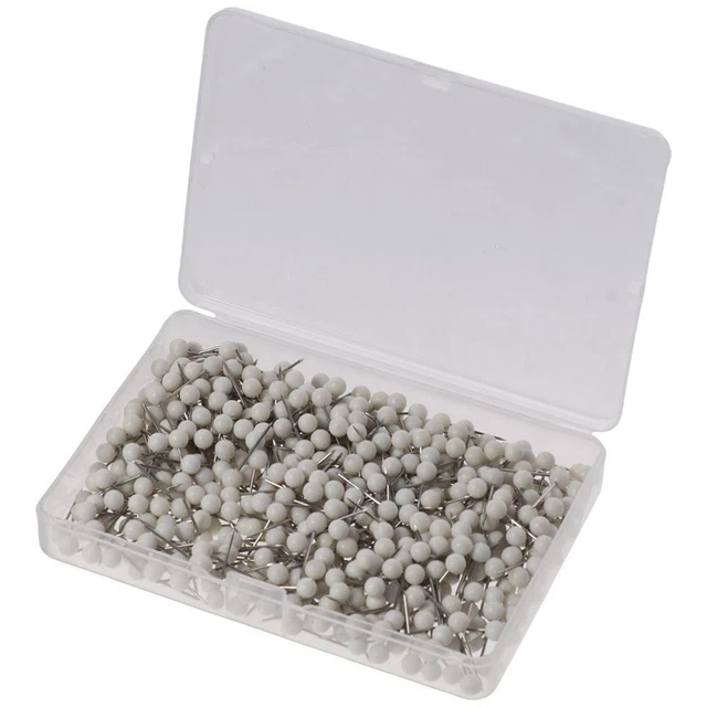 500PCS WHITE MAP Tacks Plastic Cork Board Tacks Office Supplies Push ...