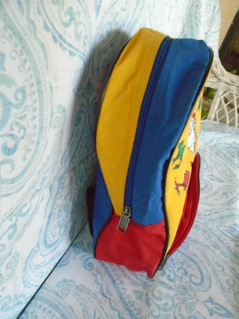 VINTAGE KIDS BACKPACK Dr Seuss And His Friends Small Yellow Red Blue ...