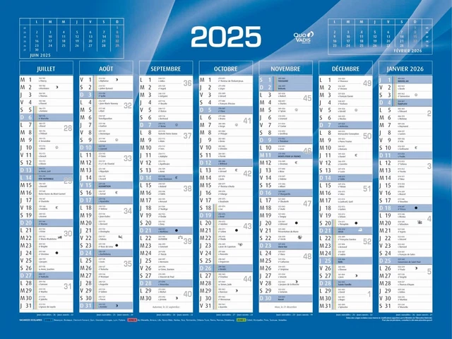 QUO VADIS CALENDRIER de banque 2025, Petit Format : 13,5x18cm bleu Neuf ...