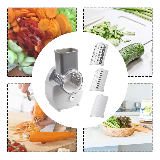 FOOD SAFE ELECTRIC Vegetable Cutter Slicer with Interchangeable Blades ...