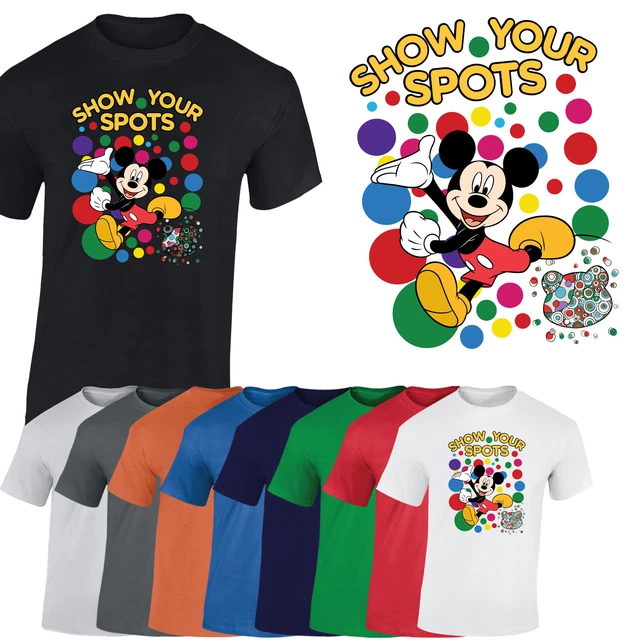 SPOTTY COLOURFUL MENS T-Shirt Mickey Cartoon Mouse Disney Show Spotty ...
