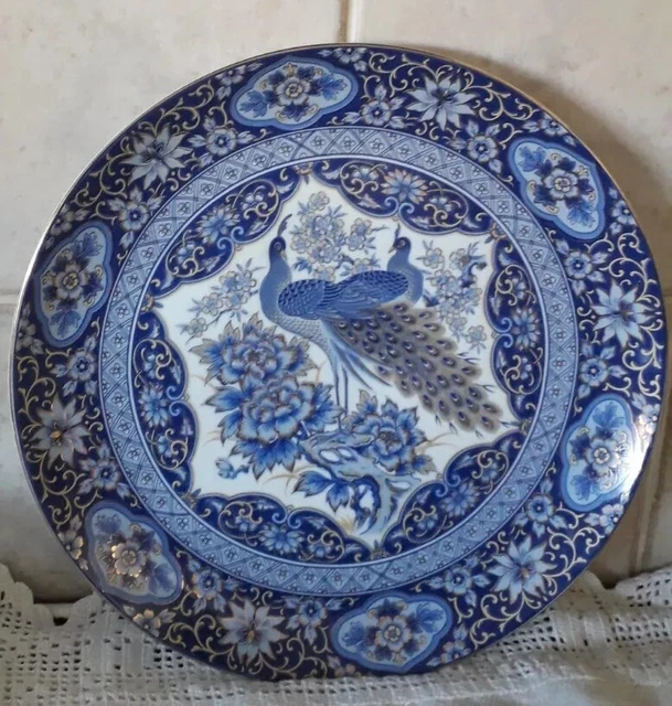 VINTAGE CHINESE DISPLAY Plate with Blue Peakock Motif £38.00 - PicClick UK