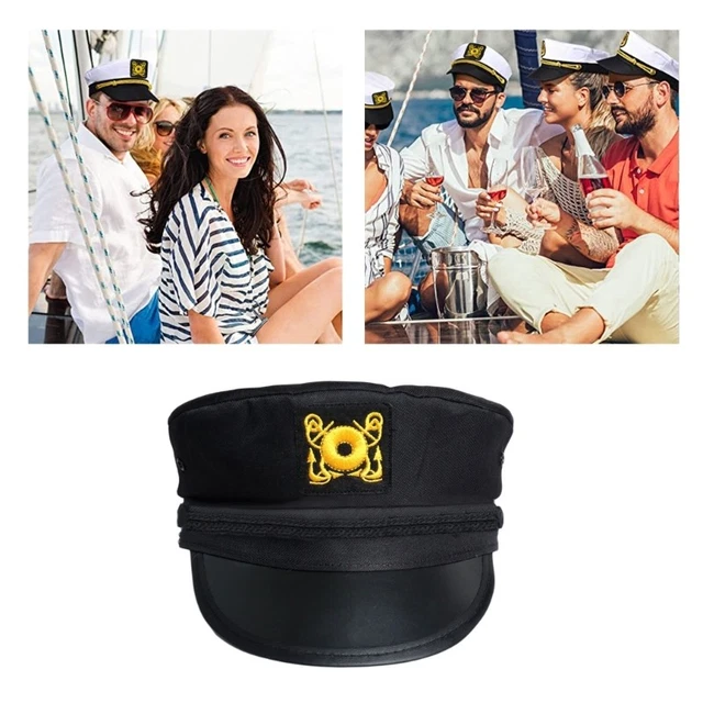 DECORATIVE BLACK HAT Adult Unisex Party Fancy Dress Supplies Skippers ...
