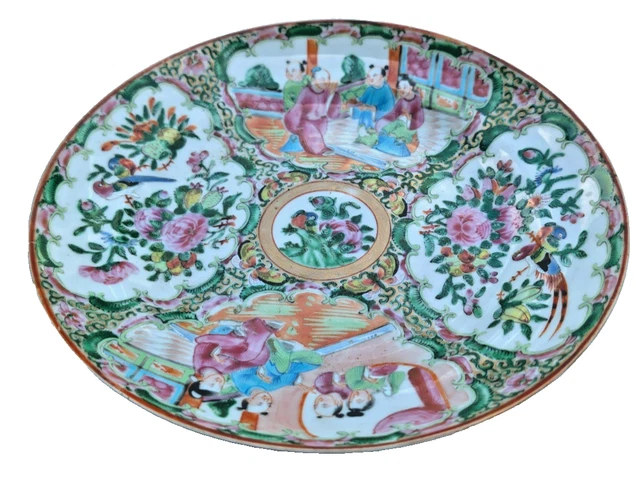 ANTIQUE CHINESE ROSE Medallion Famille Rose Deep Plate 11" Qing Export ...