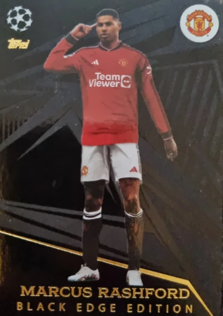 TOPPS MATCH ATTAX 2023/24 2024 Black Edge Edition Marcus Rashford Card ...