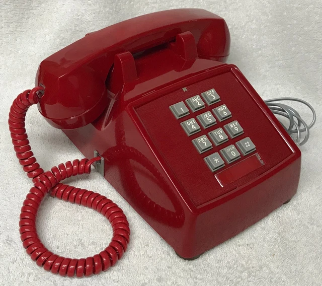 VINTAGE CORTELCO 2500 Series RED Push Button Touch Tone Desk Table Top ...