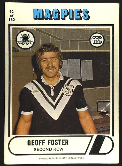 1976 #92 GEOFF Foster Western Suburbs Magpies Scanlens rugby league NRL ...