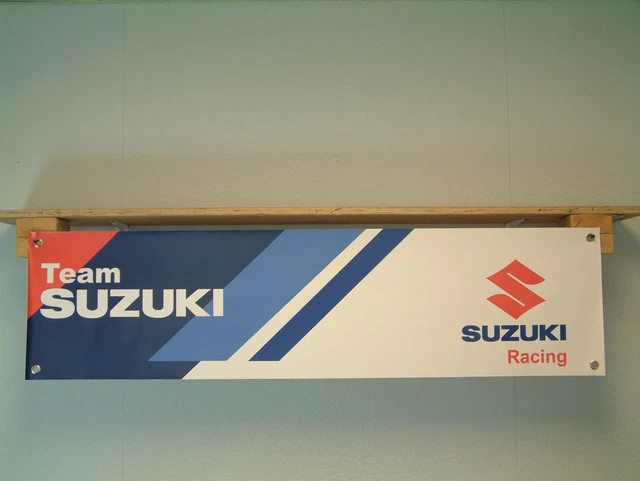 SUZUKI TEAM RACING Banner Motorcycle Race Workshop Garage Wall Display ...