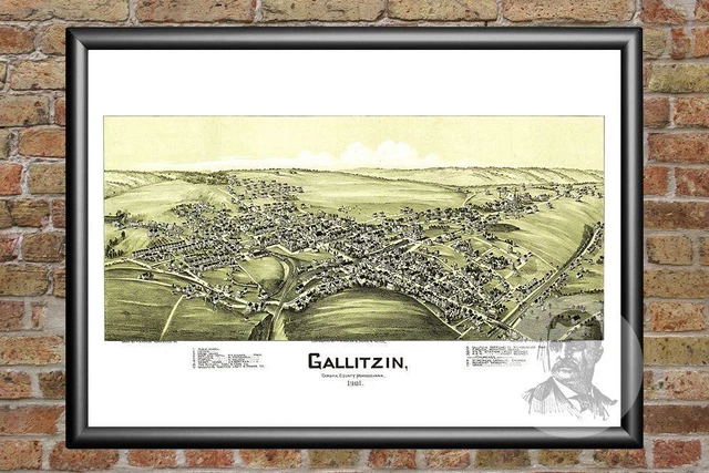 OLD MAP OF Gallitzin, PA from 1901 - Vintage Pennsylvania Art, Historic ...