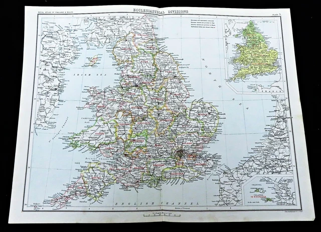 1893 ANTIQUE MAP of The Church of England Ecclesiastical Divisions ...