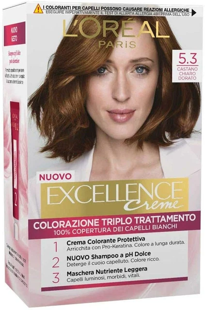 L'ORÉAL PARIS EXCELLENCE Crème, Teinture Colorante, 5.3 Châtain Clair ...