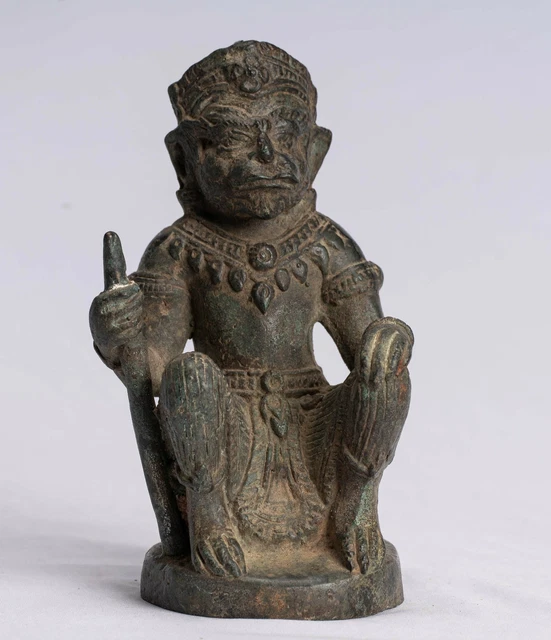 ANTIQUE INDIAN STYLE Bronze Hanuman Statue - Avatar of Shiva - 18cm/7 ...