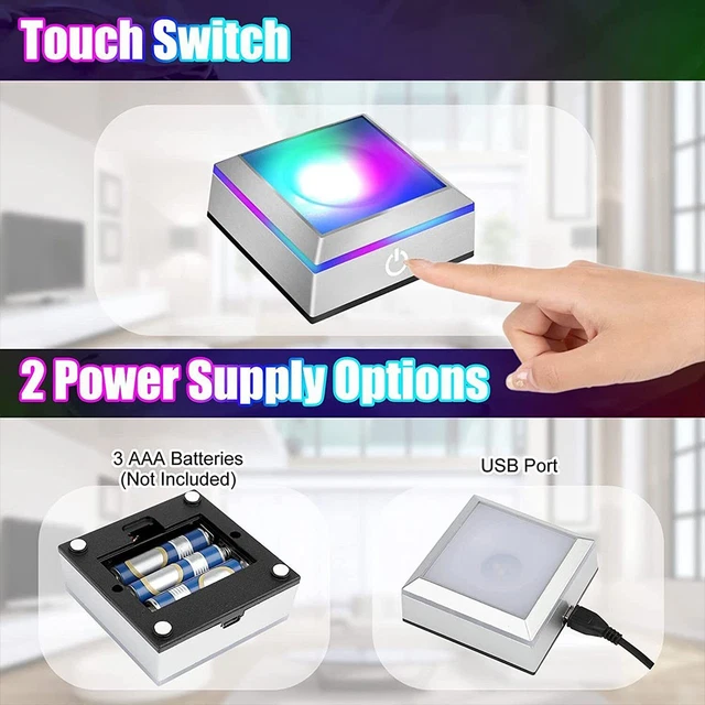 3D LED LIGHT Square/Round Base Display Stand Holder For Crystal Art ...